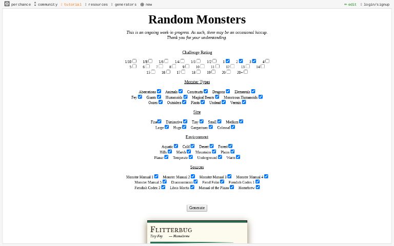 Random Monsters ― Perchance Generator