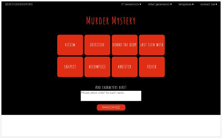 Murder Mystery ― Perchance Generator
