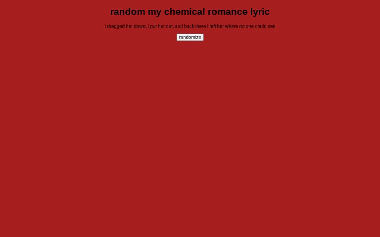 random my chemical romance lyric ― Perchance Generator