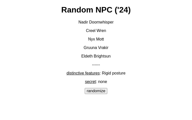 Random NPC ('24) ― Perchance Generator