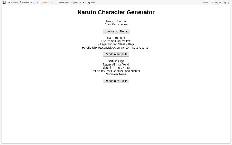 Naruto Character Generator