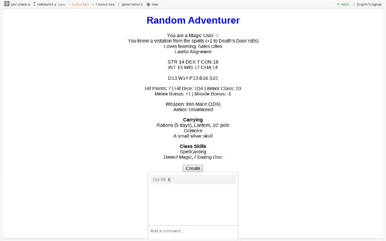 Random Adventurer ― Perchance Generator