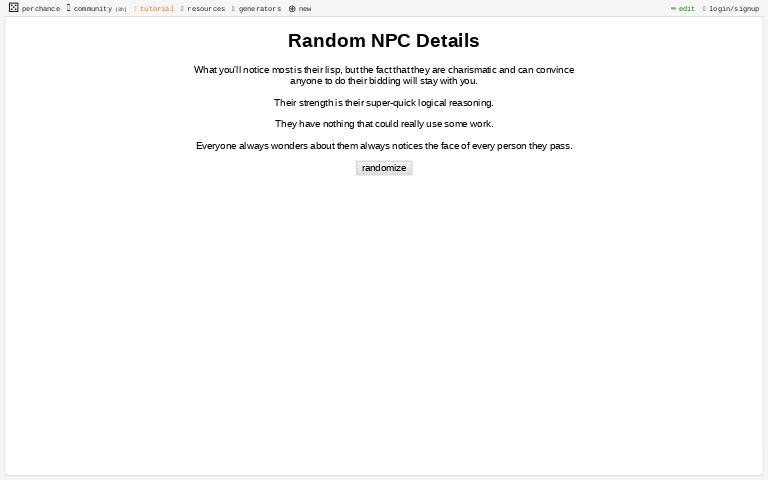 Random NPC Details ― Perchance Generator