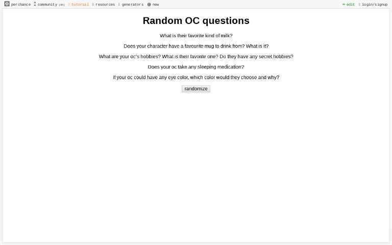 Random OC questions ― Perchance Generator