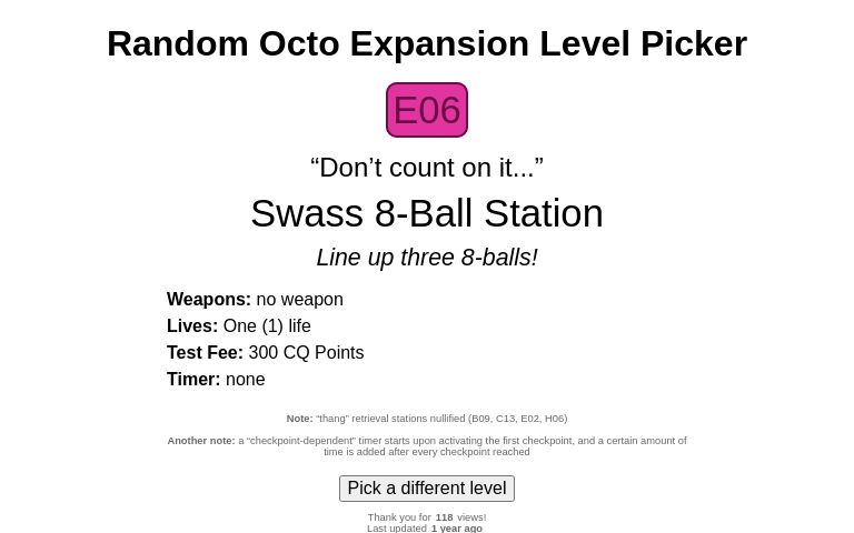 Random Octo Expansion Level Picker ― Perchance Generator