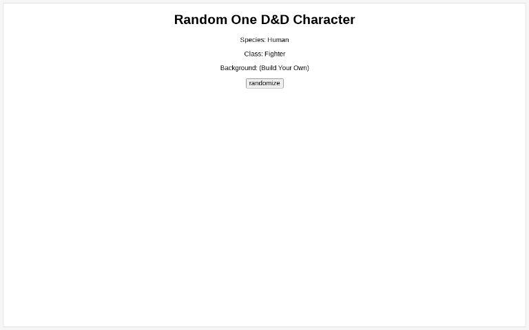 Random One D&D Character ― Perchance Generator