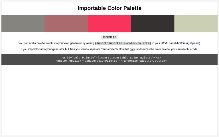 Importable Color Palette ― Perchance Generator