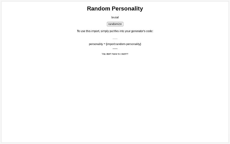 Random Personality ― Perchance Generator