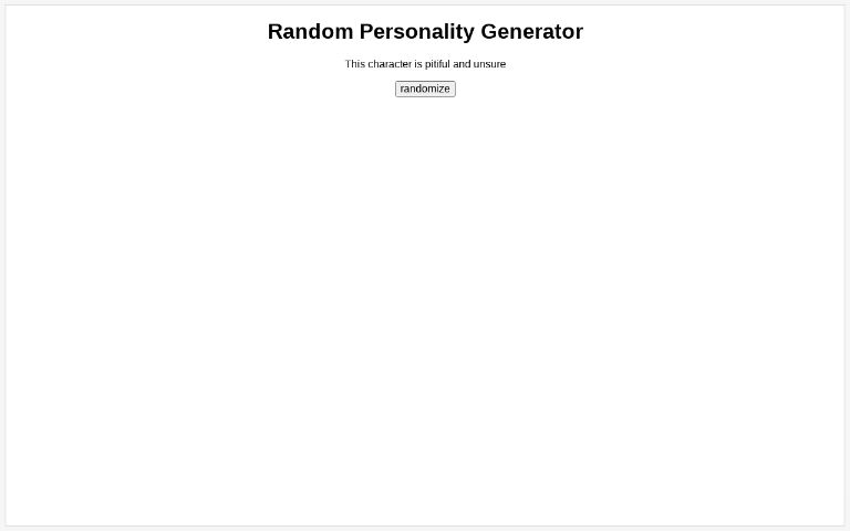 Random Personality Generator