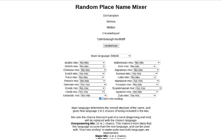 Random Place Name Mixer ― Perchance Generator