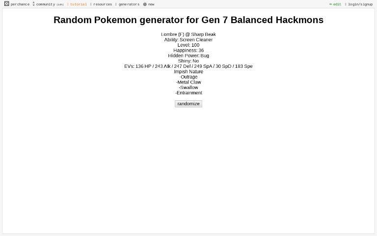 Random Pokemon generator for Gen 7 Balanced Hackmons