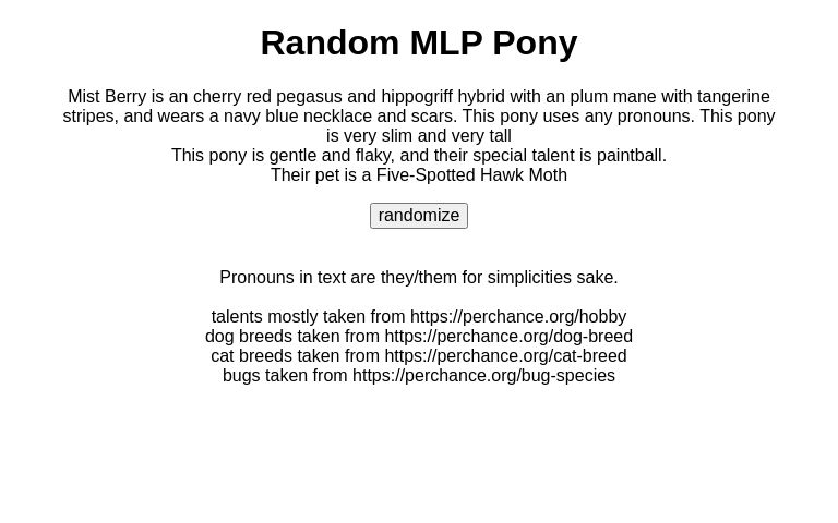 Random MLP Pony ― Perchance Generator