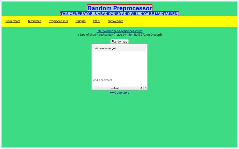 Random Preprocessor ― Perchance Generator