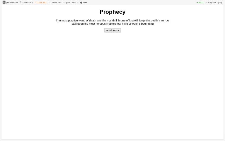 Prophecy ― Perchance Generator