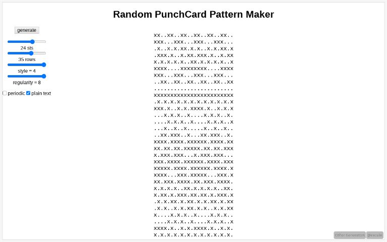 Random PunchCard Pattern Maker ― Perchance Generator