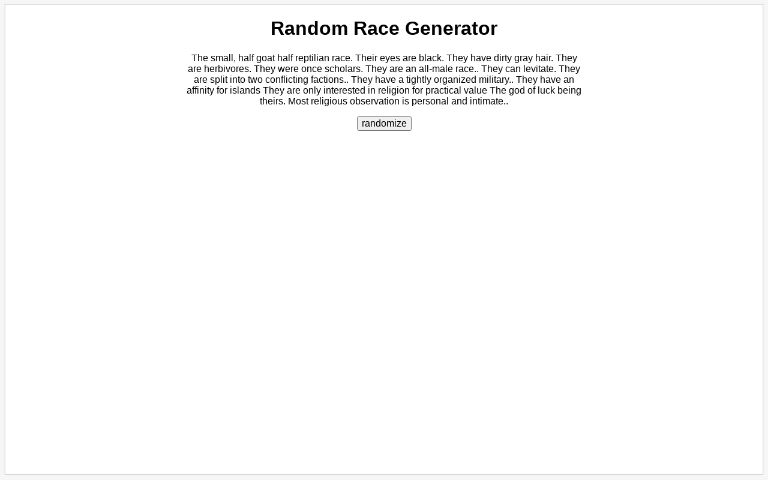Random Race Generator