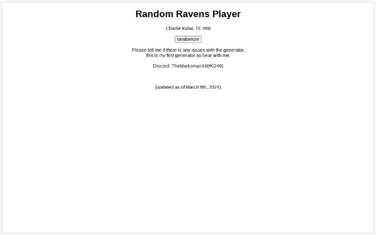 Random Ravens Player ― Perchance Generator