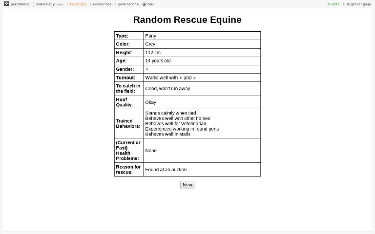 Random Rescue Equine ― Perchance Generator