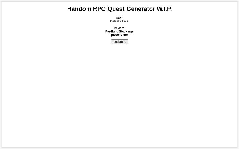 Random RPG Quest Generator W.I.P.