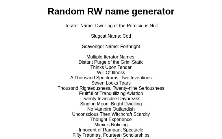 Random RW name generator
