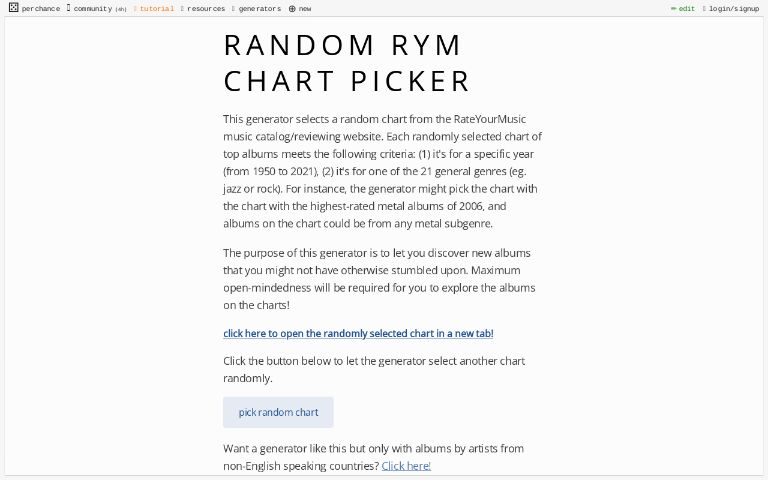 Random RYM Chart Picker ― Perchance Generator