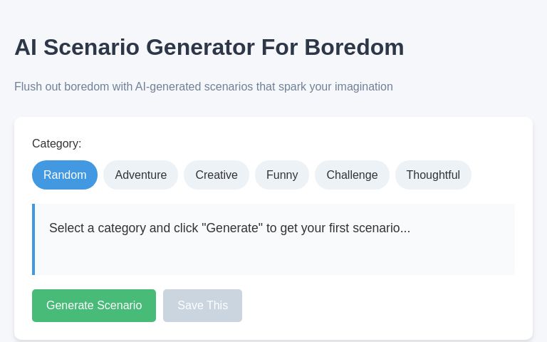 AI Scenario Generator For Boredom