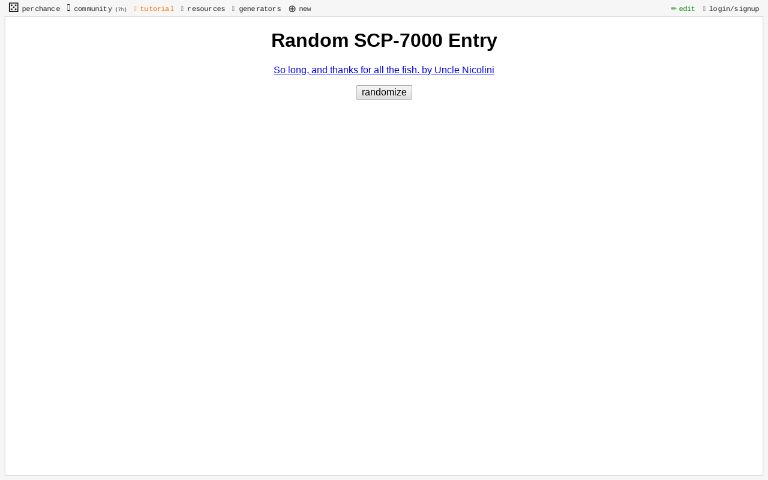 Random SCP-7000 Entry ― Perchance Generator