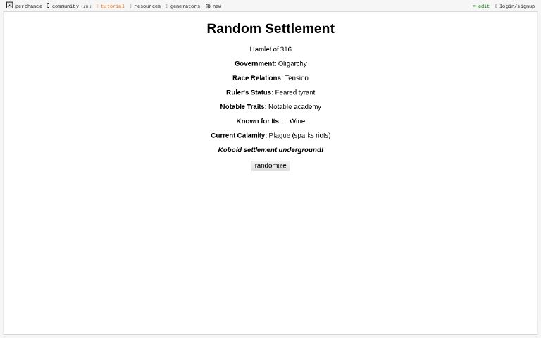 Random Settlement ― Perchance Generator