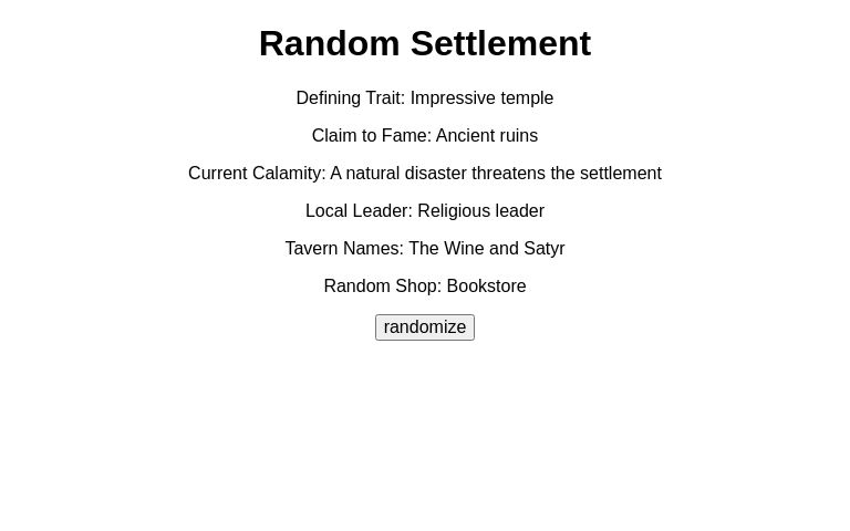 Random Settlement ― Perchance Generator