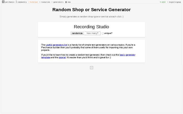 Random Shop or Service Generator