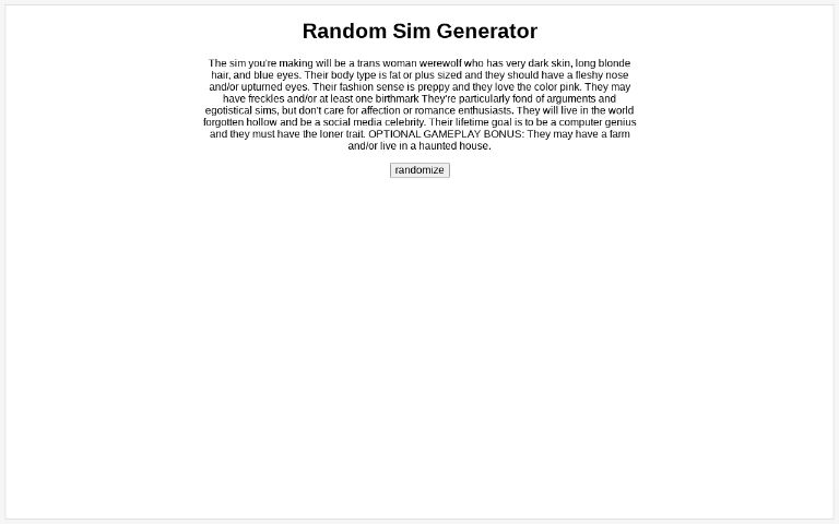 Random Sim Generator