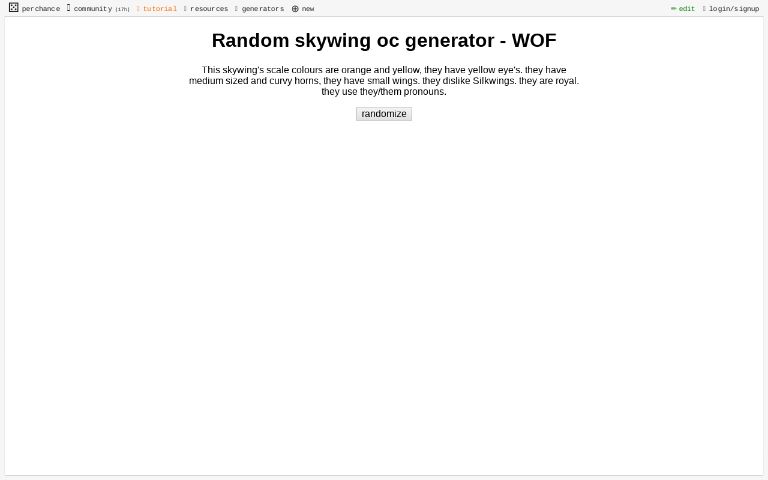 Random skywing oc generator - WOF