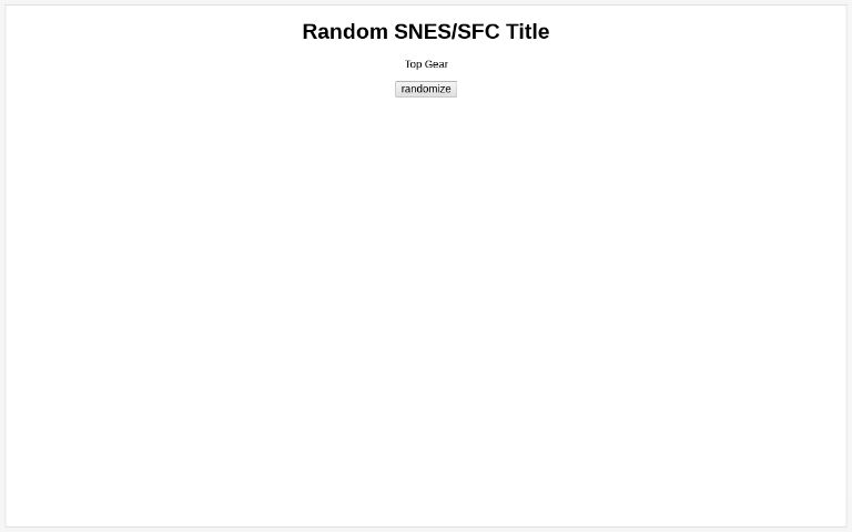 Random SNES/SFC Title ― Perchance Generator