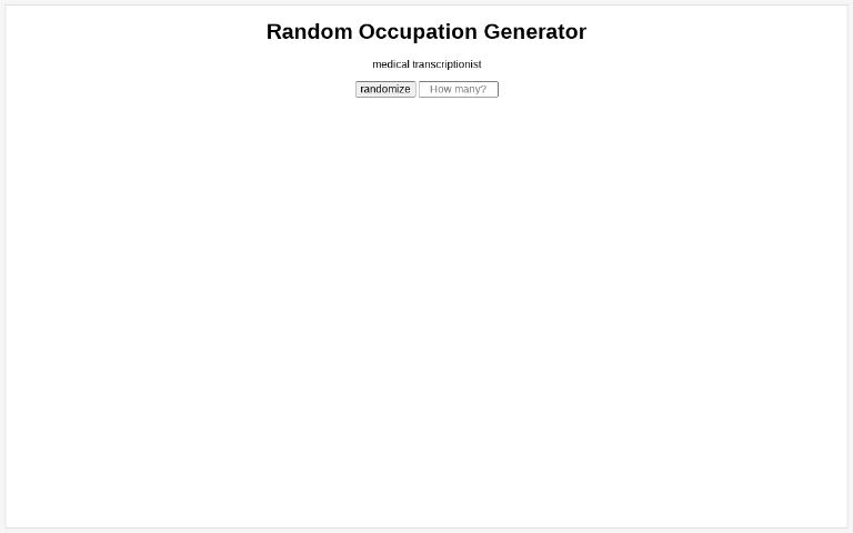 Random Occupation Generator
