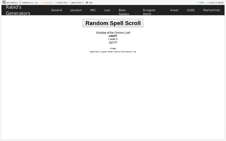 Random Spell Scroll ― Perchance Generator