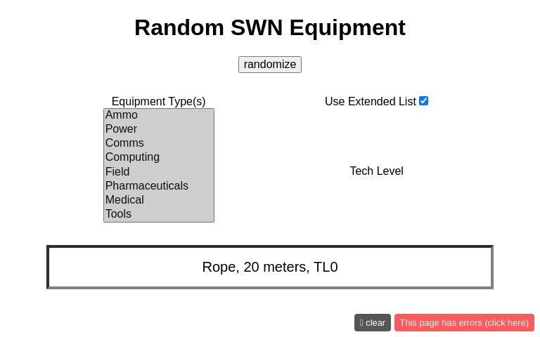 Random SWN Equipment ― Perchance Generator