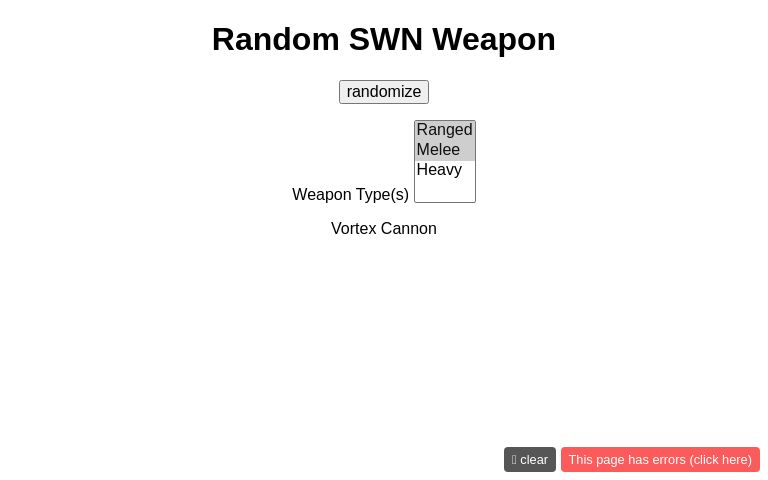 Random SWN Weapon ― Perchance Generator
