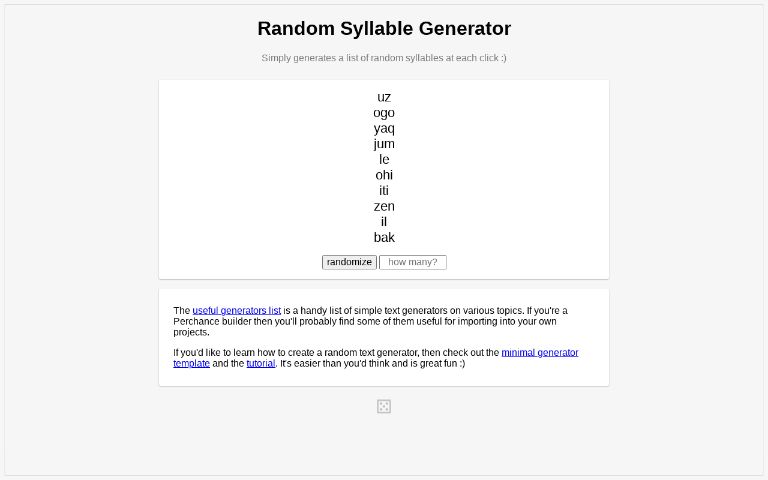 Random Syllable Generator