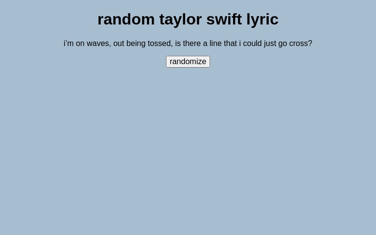 random taylor swift lyric ― Perchance Generator