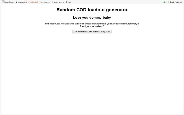 Random COD loadout generator