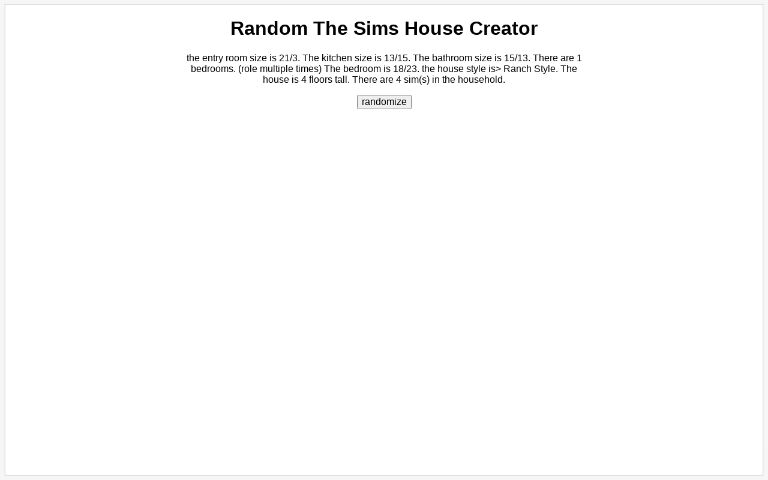 Random The Sims House Creator ― Perchance Generator