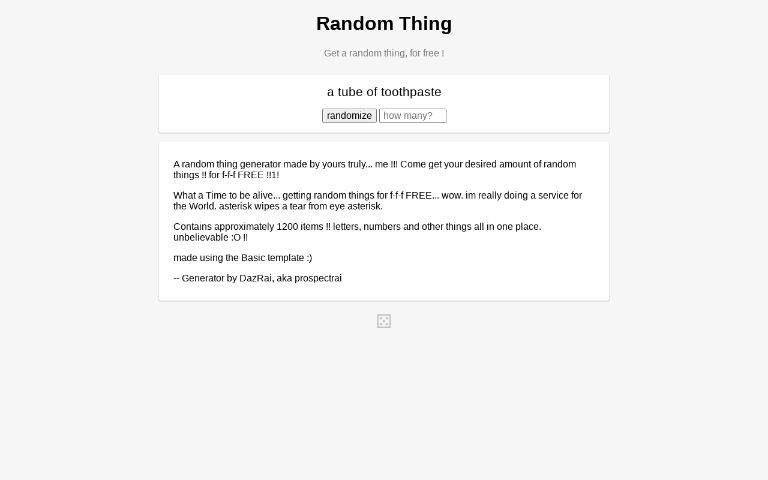 Random Thing ― Perchance Generator