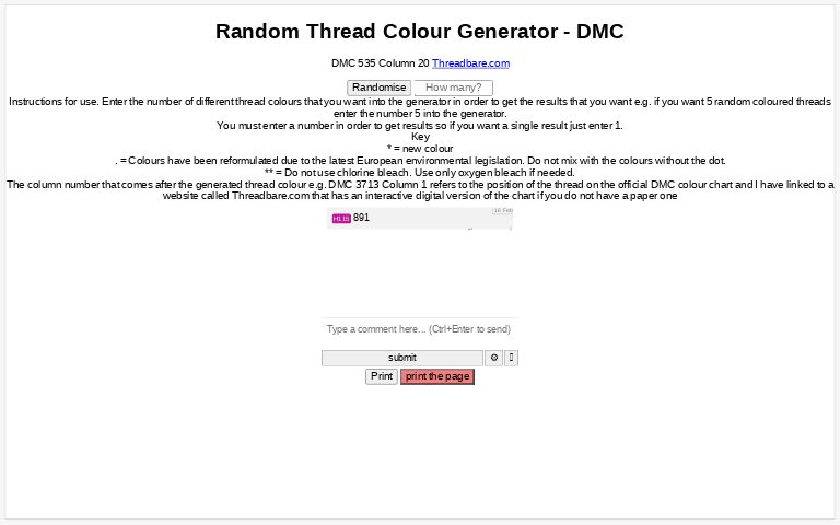 Random Thread Colour Generator - DMC