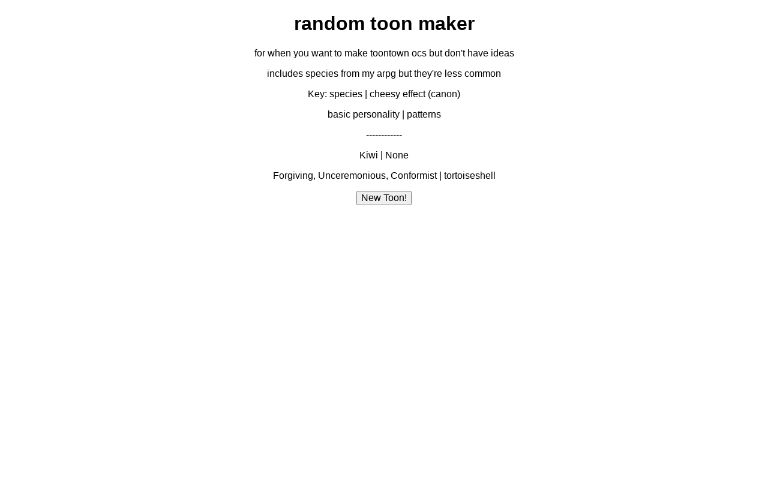 random toon maker ― Perchance Generator