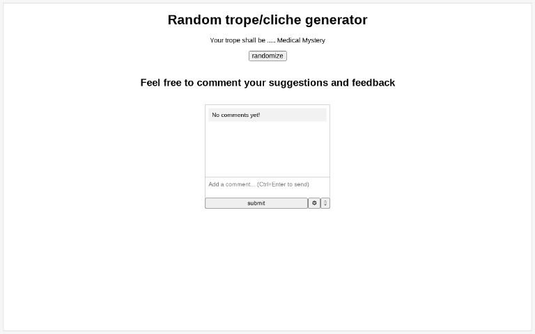 Random trope/cliche generator