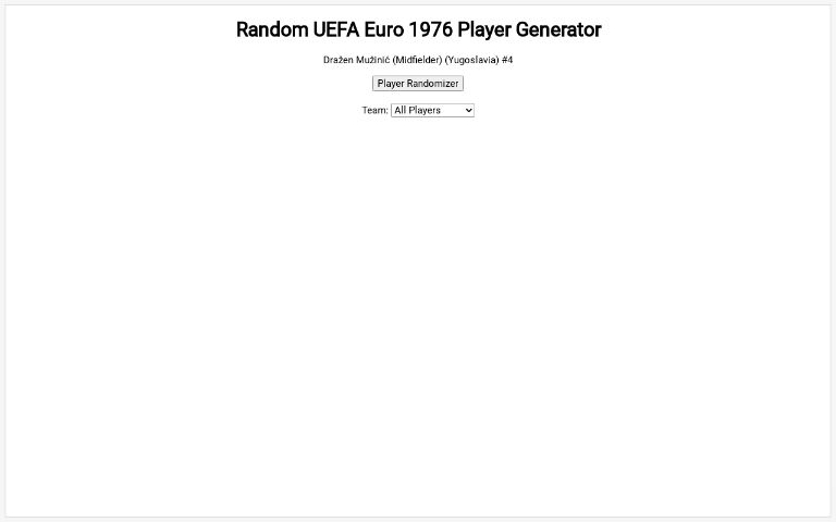 Random UEFA Euro 1976 Player Generator