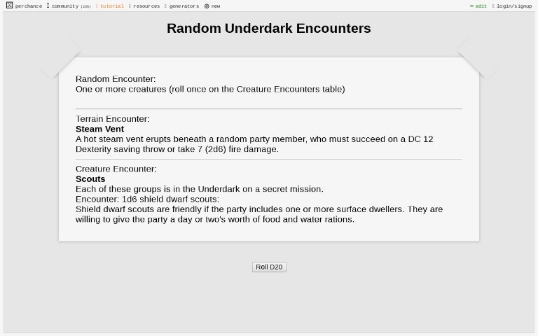 Random Underdark Encounters ― Perchance Generator