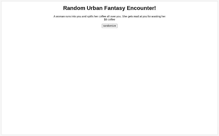 Random Urban Fantasy Encounter! ― Perchance Generator