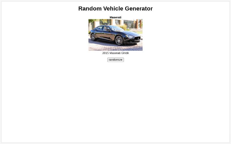 Random Vehicle Generator