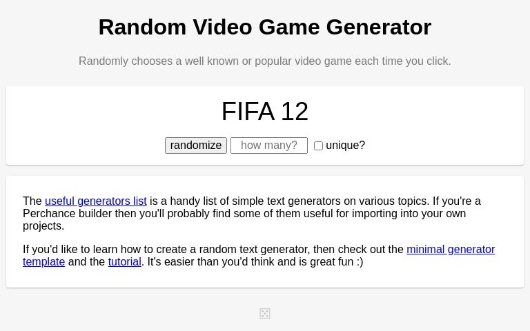 Random Video Game Generator